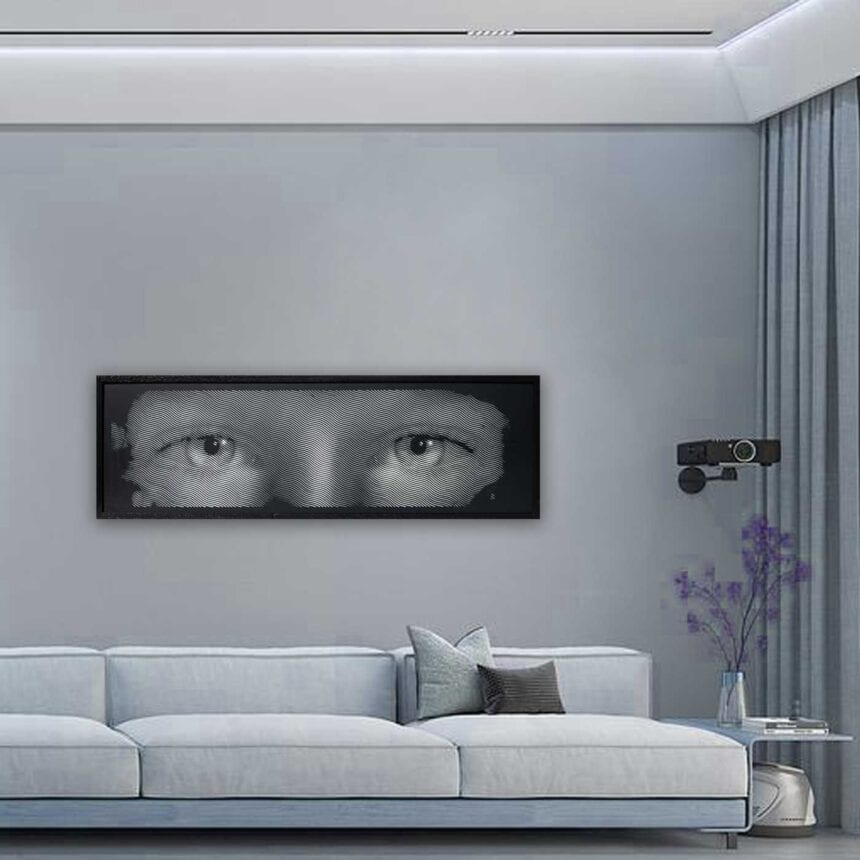 3D Engraved Halftone Image - Eyes (99x31x4.5cm) - Studio Morfes