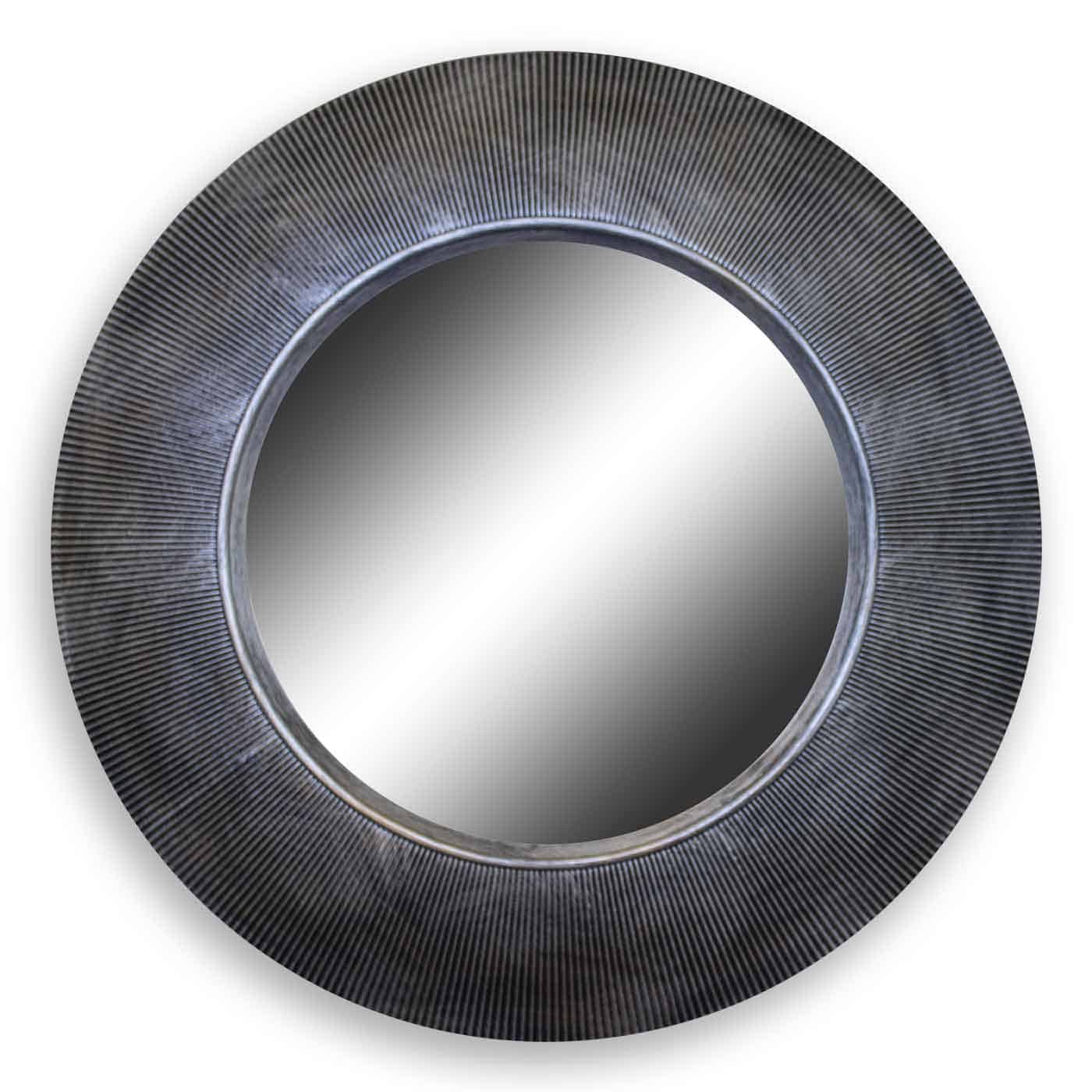 Brown Round Wall Mirror (50x50x5cm) - Studio Morfes