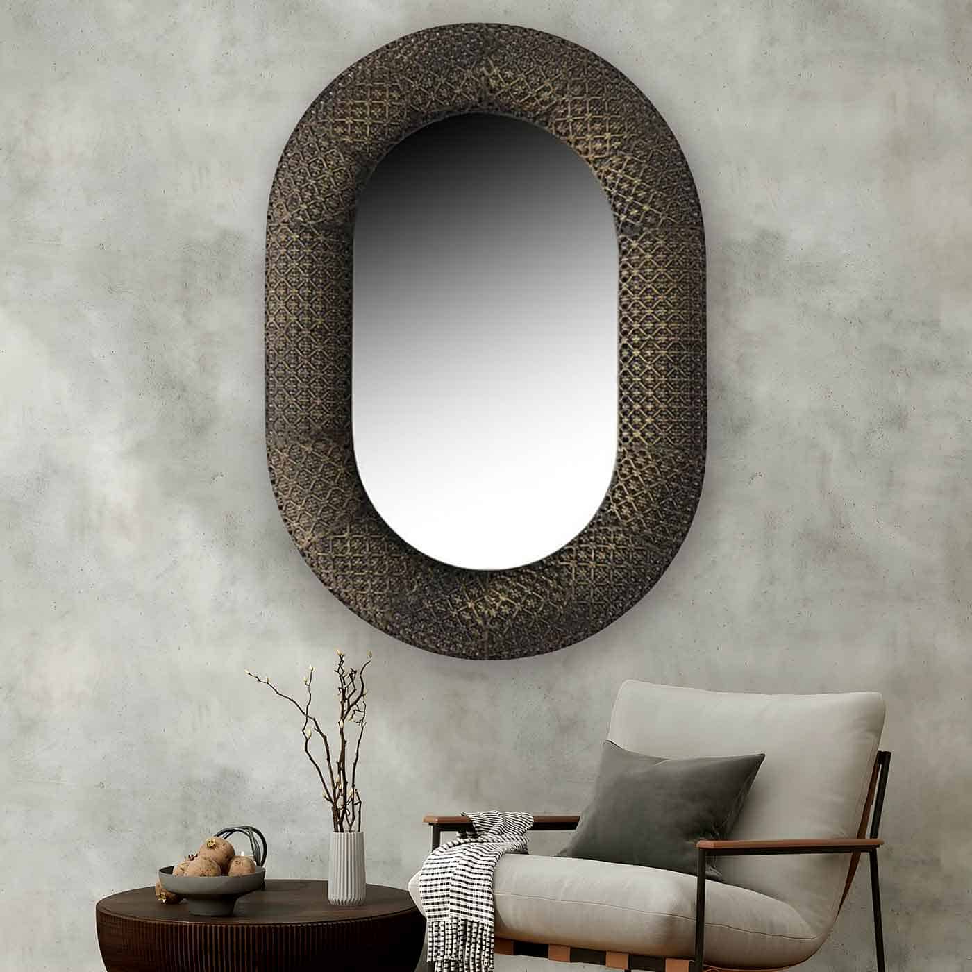 Oval bronze metallic mirror (48x68x4cm) - Studio Morfes